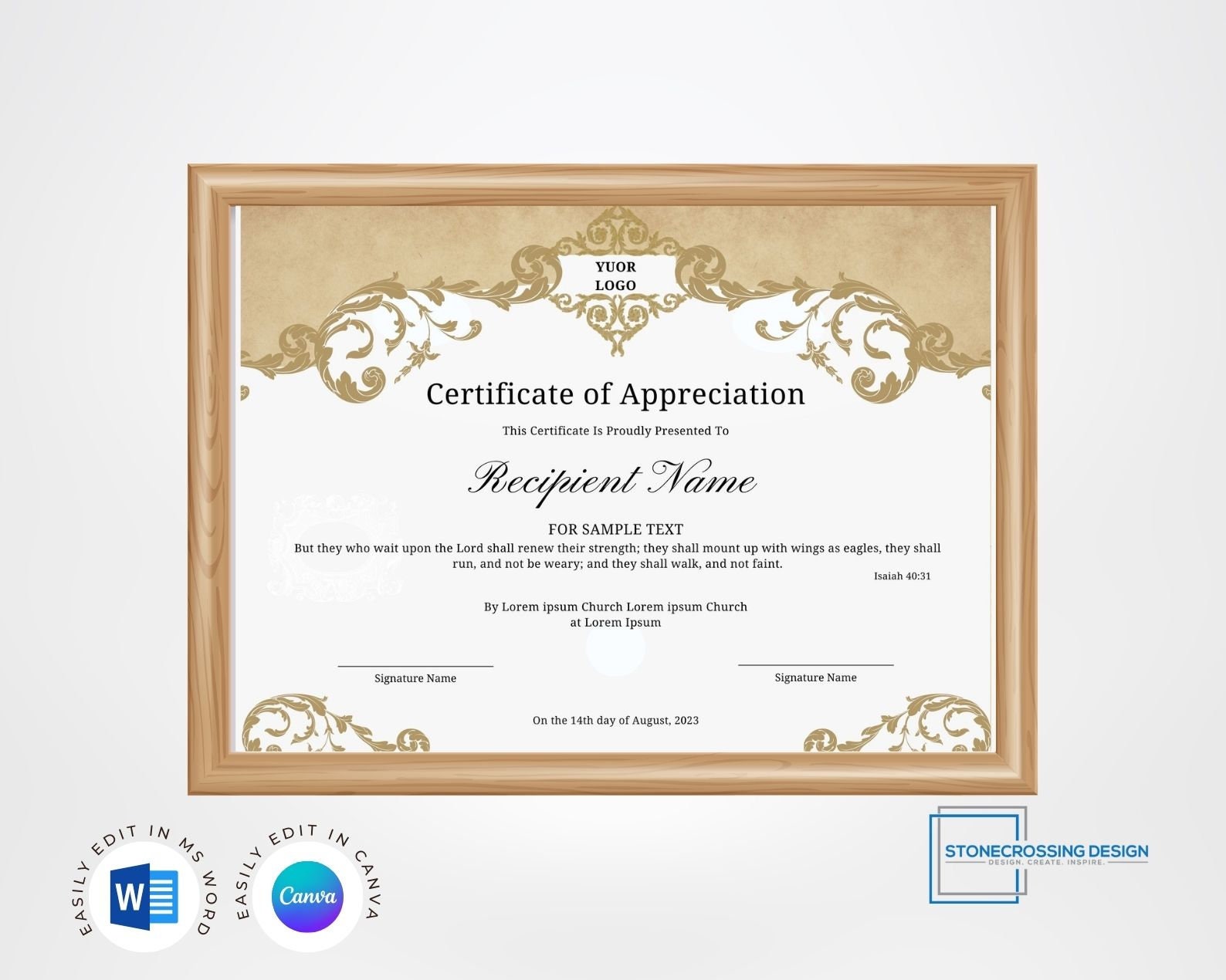 Editable Certificate of Appreciation. Award Template. Printable ...