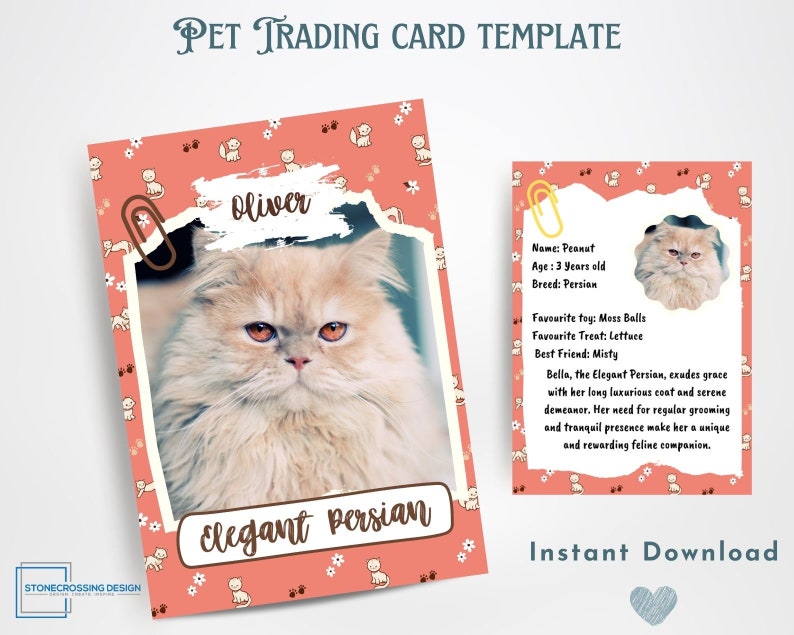 Cat Pet Trading Card Template Pet Trading Card Template Canva Template ...