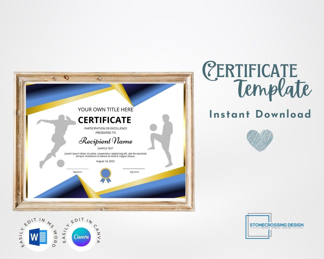 Editable Soccer Sports Certificate Template With Photo. Award. Trophy ...