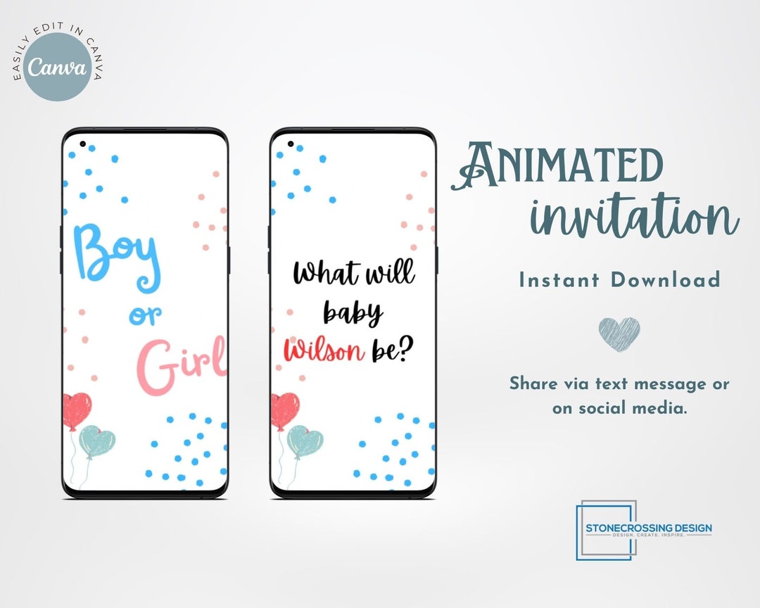 Digital Gender Reveal Invitation, Electronic Gender Reveal E-vite ...