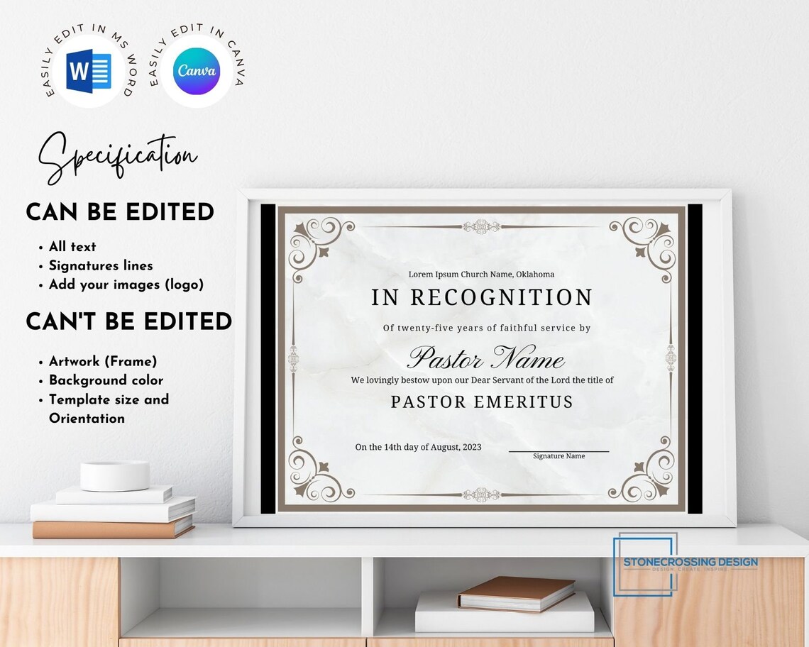 Editable Certificate of Recognition. Editable With Canva or Microsoft ...
