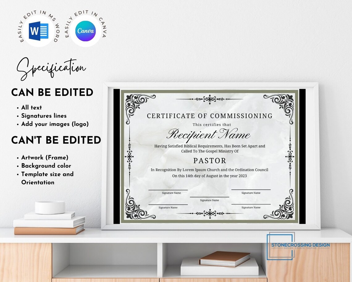 Editable Certificate of Commissioning. Editable With Canva or Microsoft ...