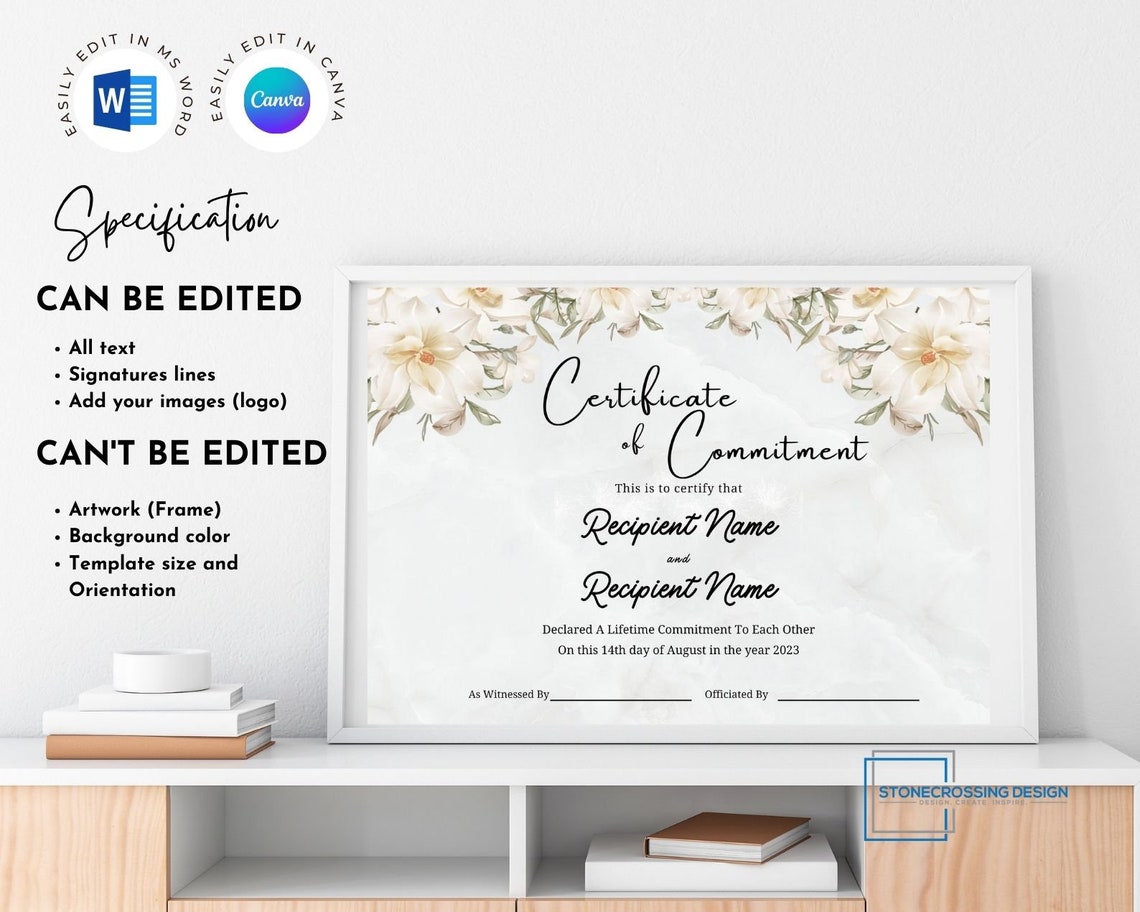 Editable Certificate of Commitment. Editable With Canva or Microsoft ...