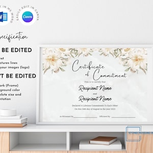 Editable Certificate of Commitment. Editable With Canva or Microsoft ...
