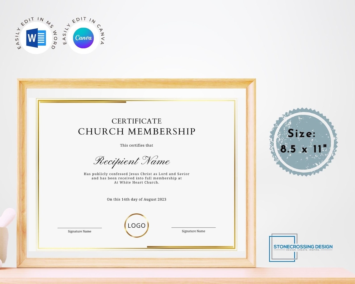 Editable Church Membership Certificate. Welcoming You to Our Spiritual ...