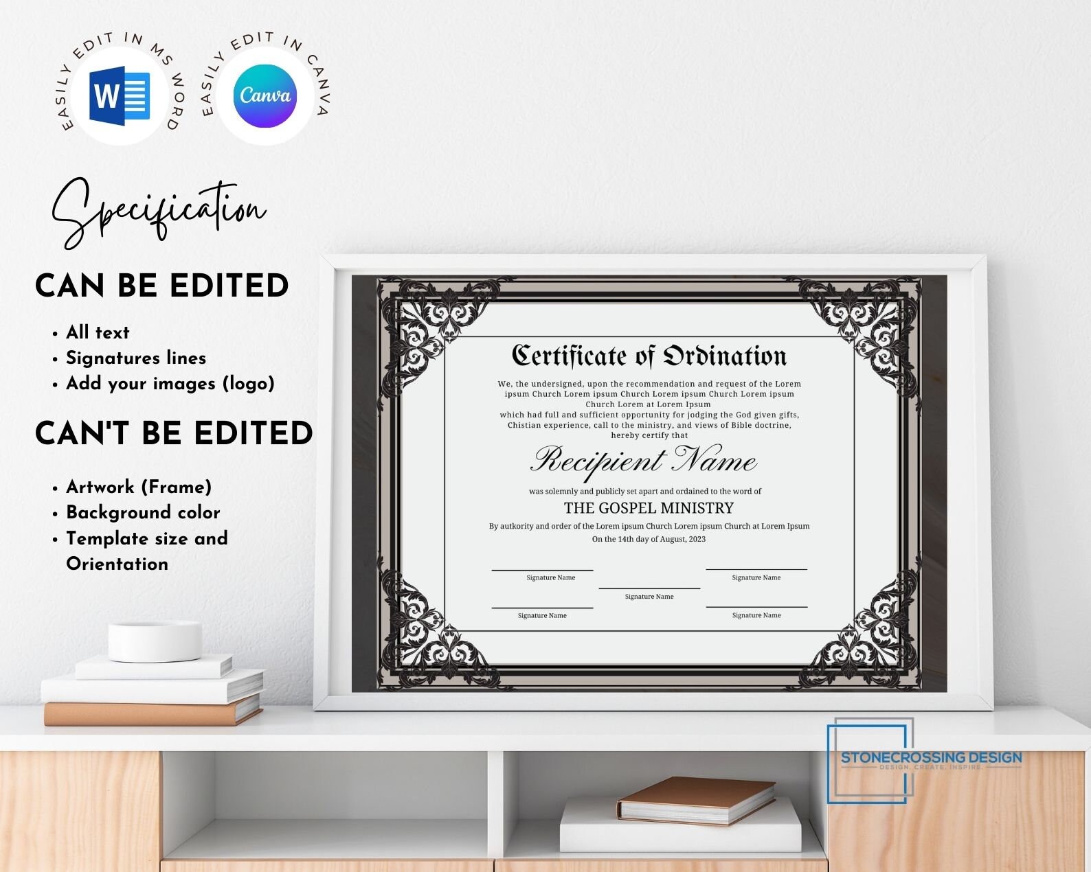 Editable Certificate of Ordination Template. Ordained Minister ...