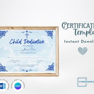 Editable Certificate of Child Dedication Template. Child Dedication ...