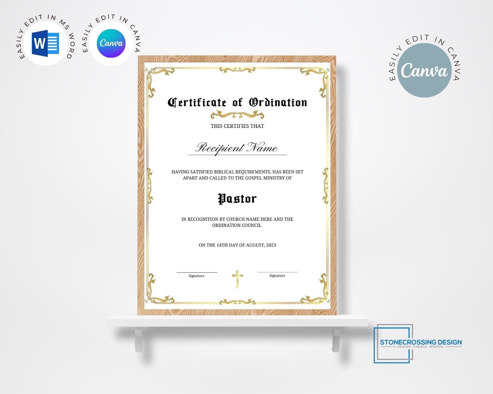 Editable Certificate of Ordination Template. Ordained Minister ...