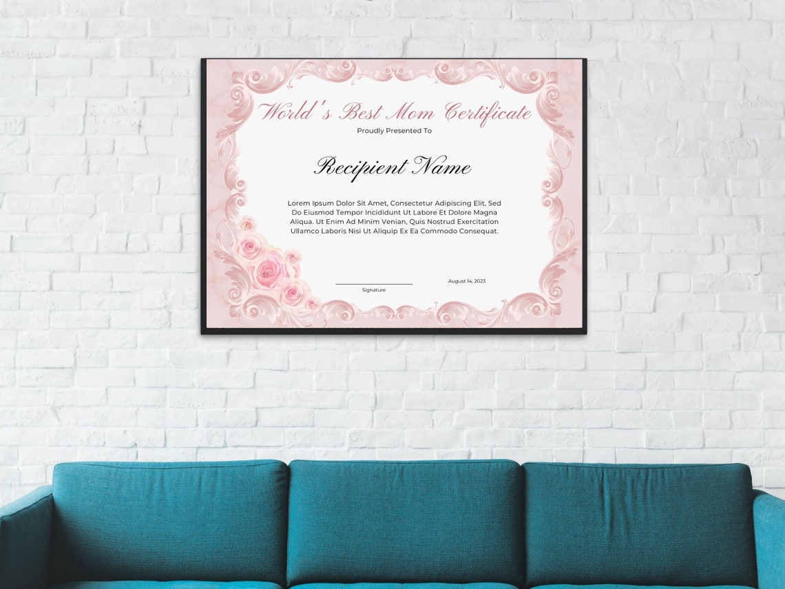Editable Certificate for Best Mom. Award Template. Printable - Etsy
