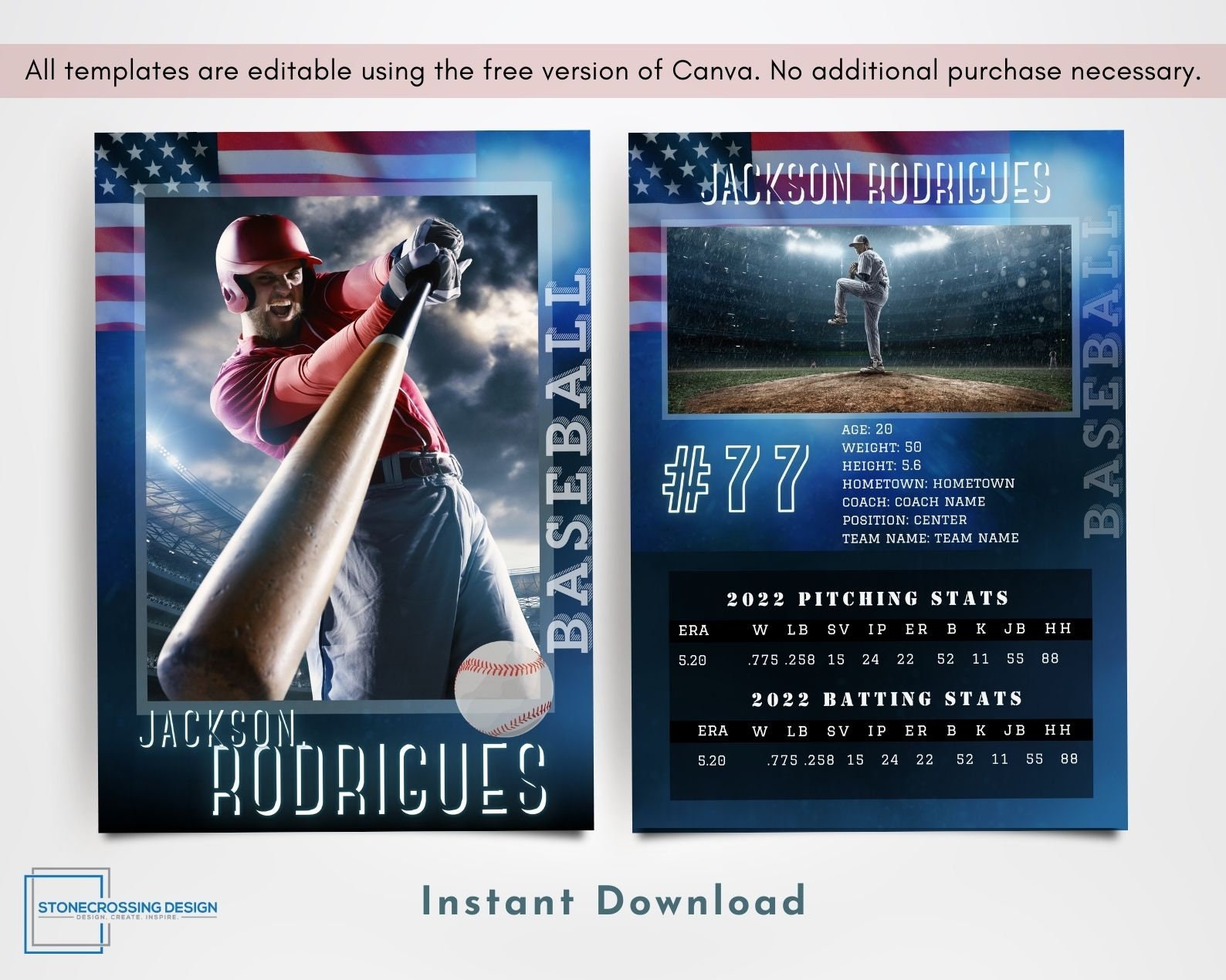 Baseball Trading Card Template Trading Card Template Canva Template ...