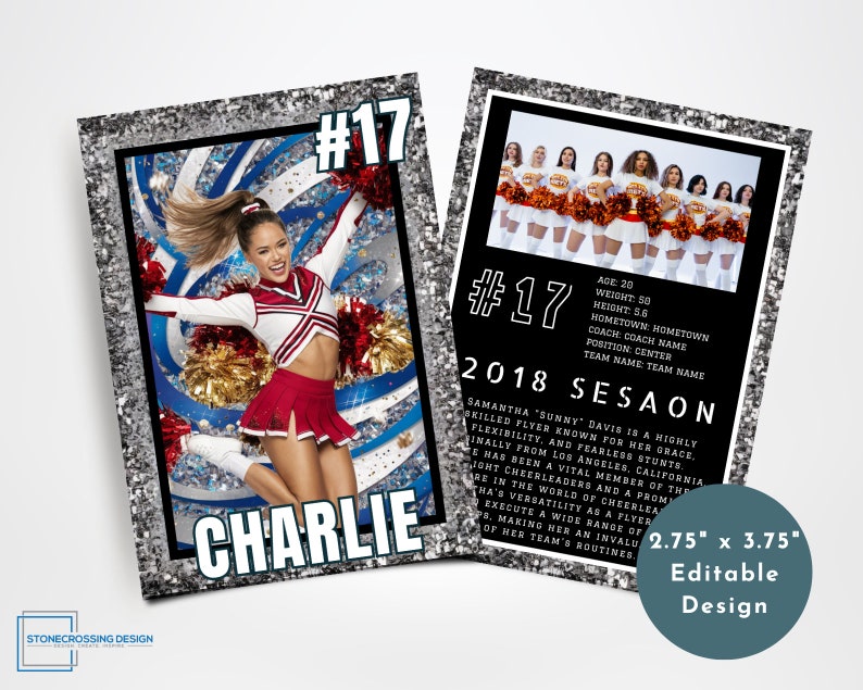 Girls Cheerleading Trading Card Template | Trading Card Template ...