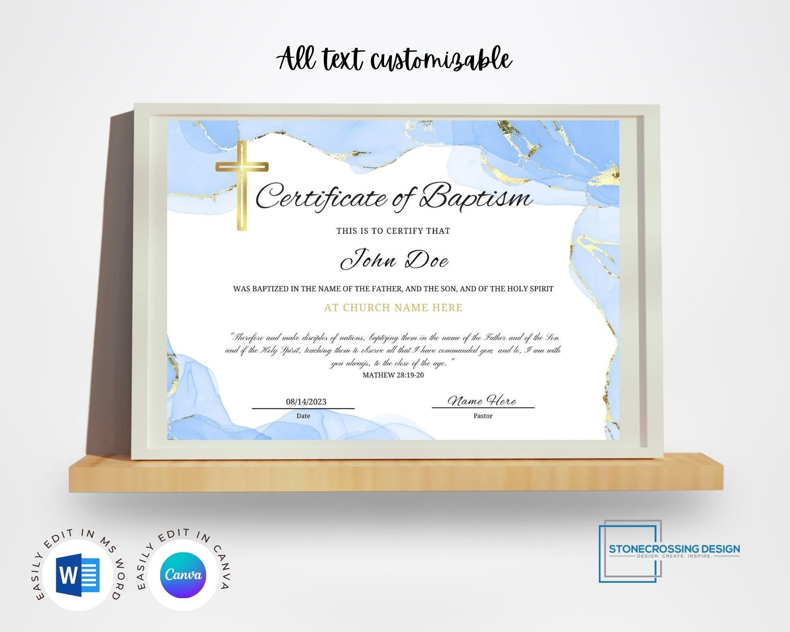 Editable Certificate of Baptism. Celebrating a Sacred Milestone ...