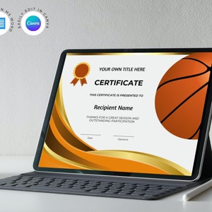 Editable Basketball Sports Certificate Template With Photo. Award ...