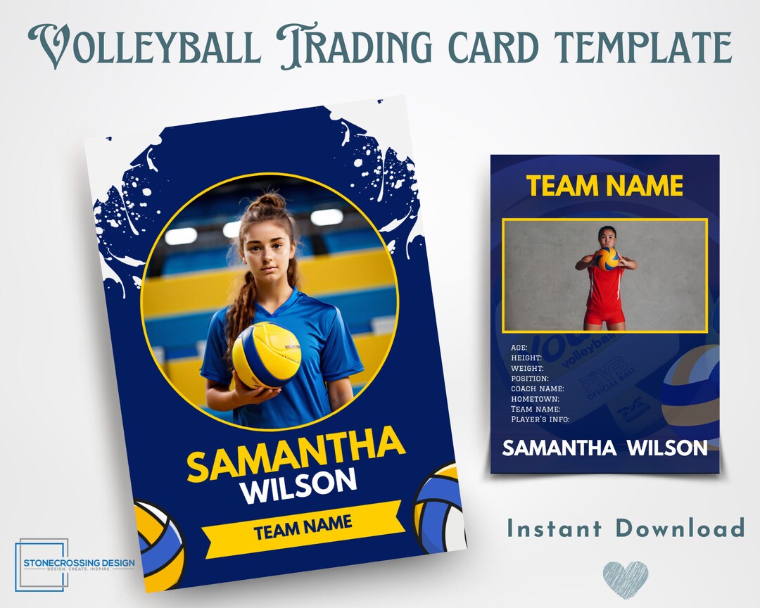 Girls Volleyball Trading Card Template | Trading Card Template | Canva ...
