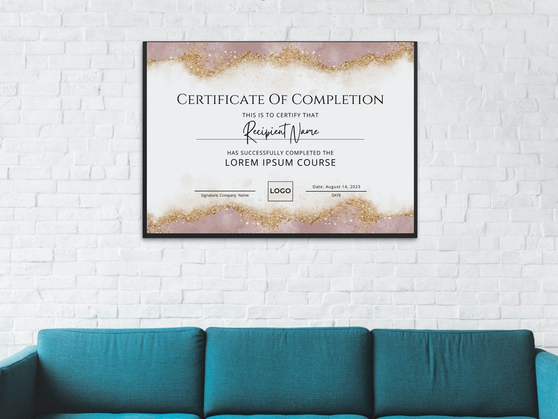 Editable Certificate of Completion Template. Award Template. - Etsy