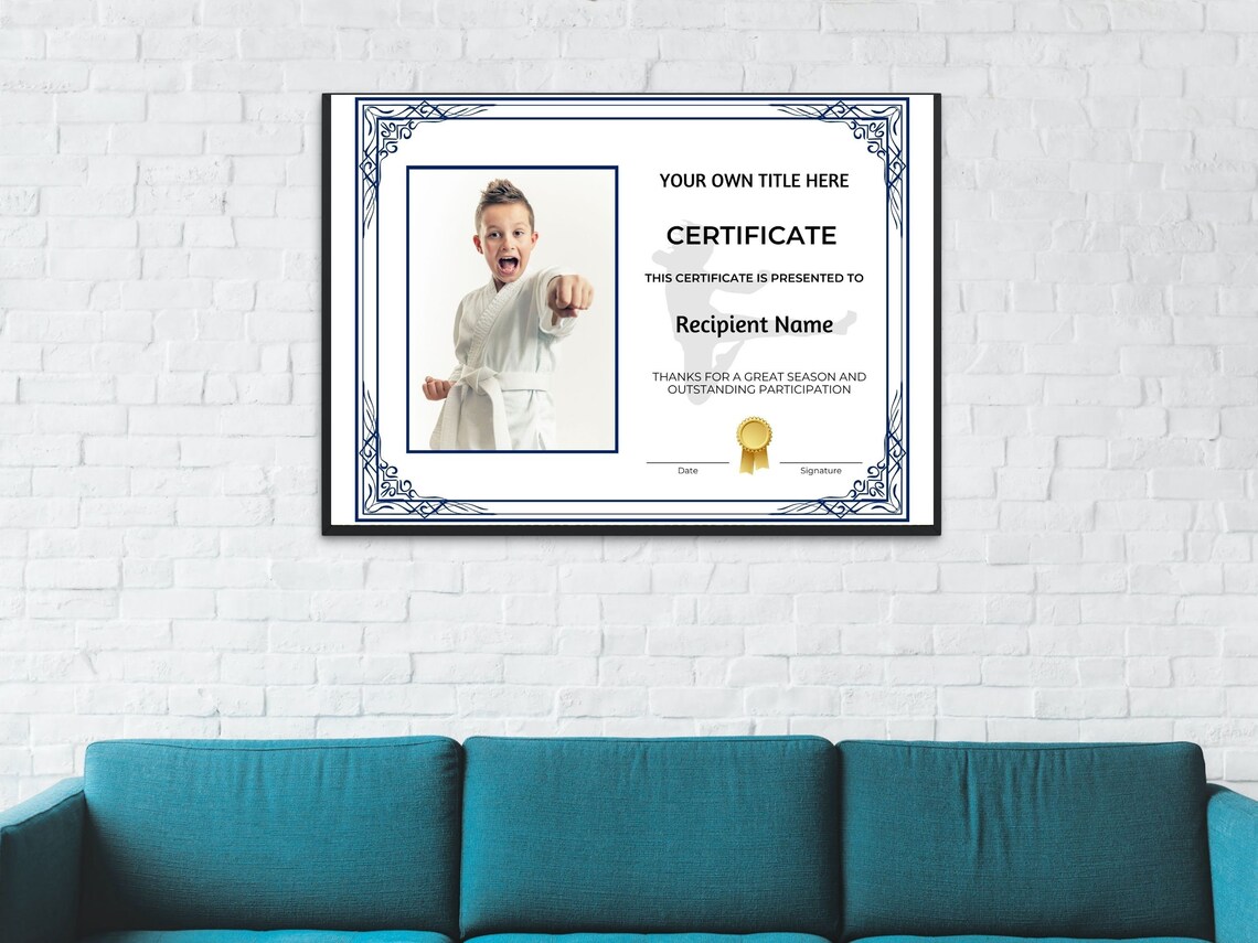Editable Karate Martial Arts Certificate Template With Photo. - Etsy