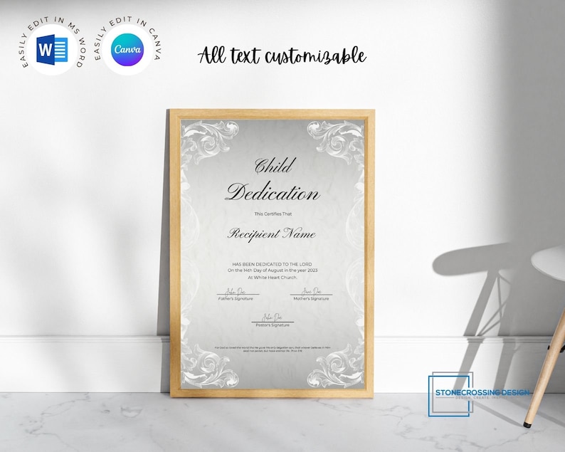 Editable Certificate of Child Dedication Template. Child Dedication ...