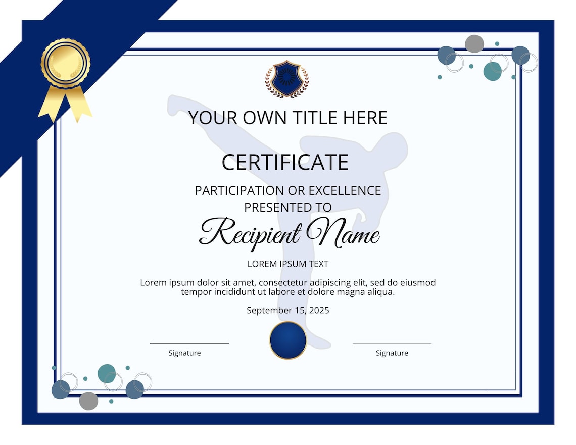 Editable Karate Martial Arts Certificate Template With Photo. - Etsy