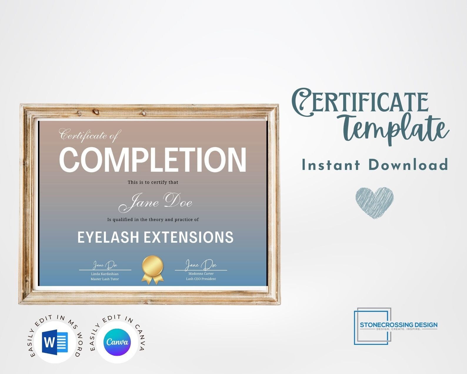 Editable Certificate of Completion Template. Award Template. Printable ...