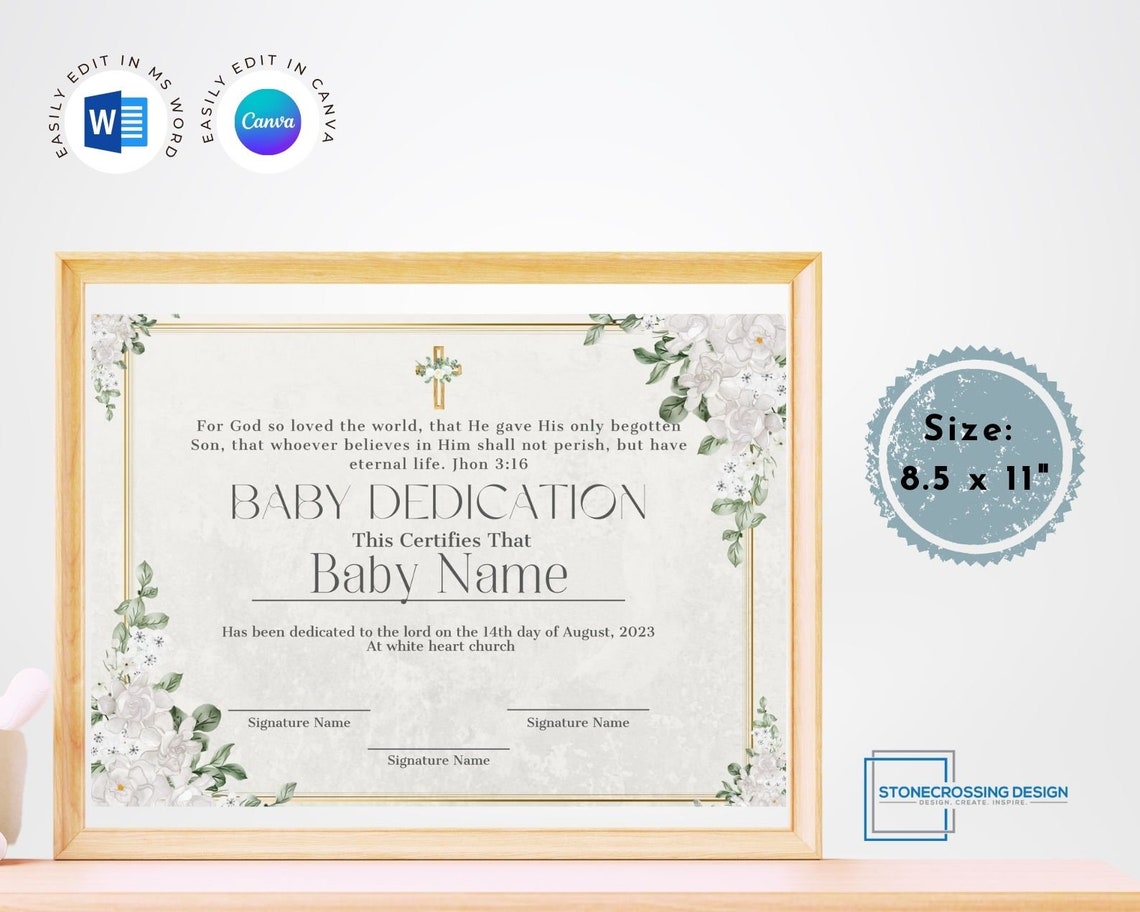 Editable Baby Dedication Template. Baptism. Printable - Etsy