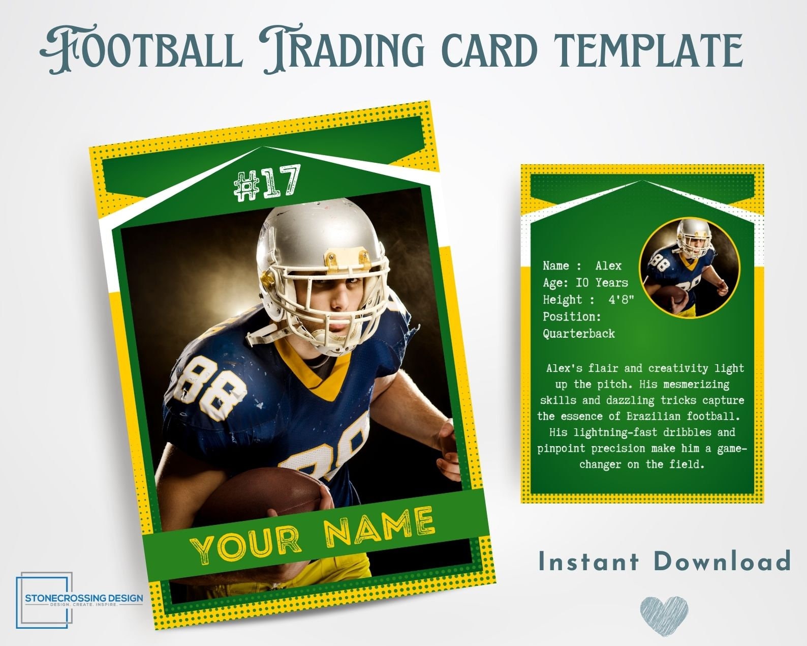 Football Trading Card Template Printable Soccer Trading Card Templates