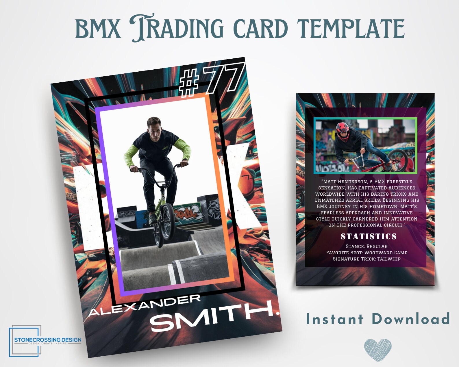 Boys BMX Trading Card Template | Trading Card Template | Canva Template ...