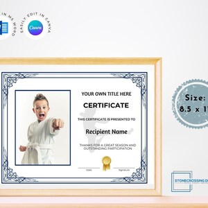 Editable Karate Martial Arts Certificate Template With Photo. Award ...