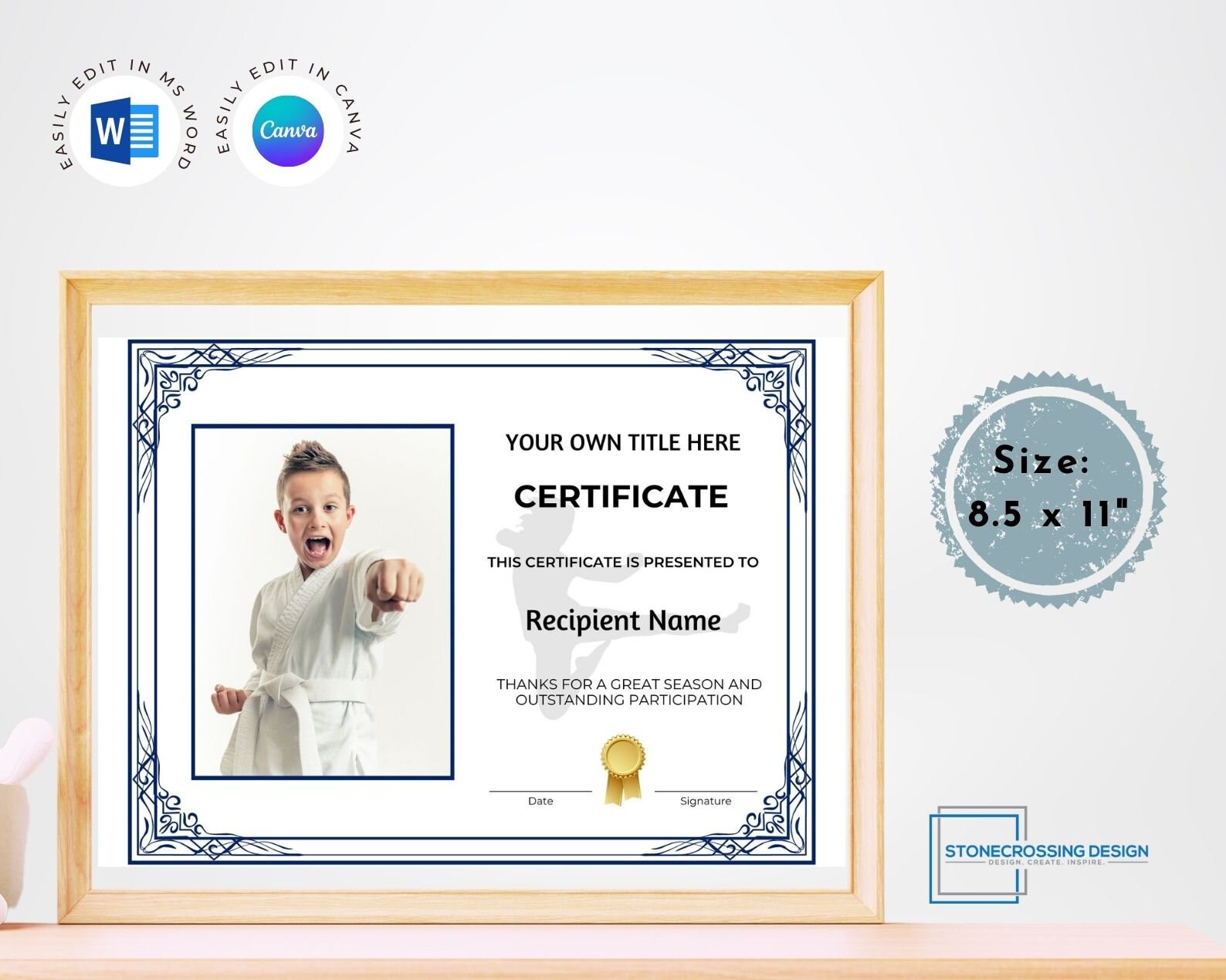 Editable Karate Martial Arts Certificate Template With Photo. - Etsy