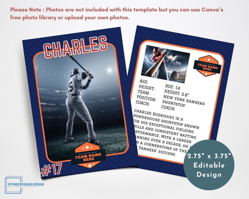 Baseball Trading Card Template Trading Card Template Canva Template ...
