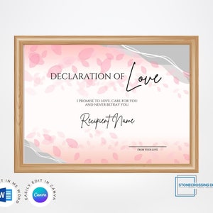 Editable Certificate of Declaration Template. Award Template. Printable Certificate. Editable ...
