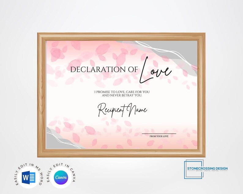 Editable Certificate of Declaration Template. Award Template. Printable ...