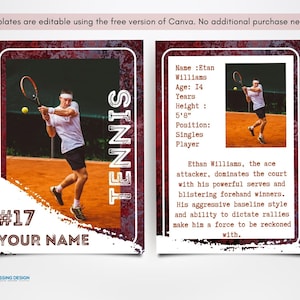 Tennis Trading Card Template | Trading Card Template | Canva Template ...