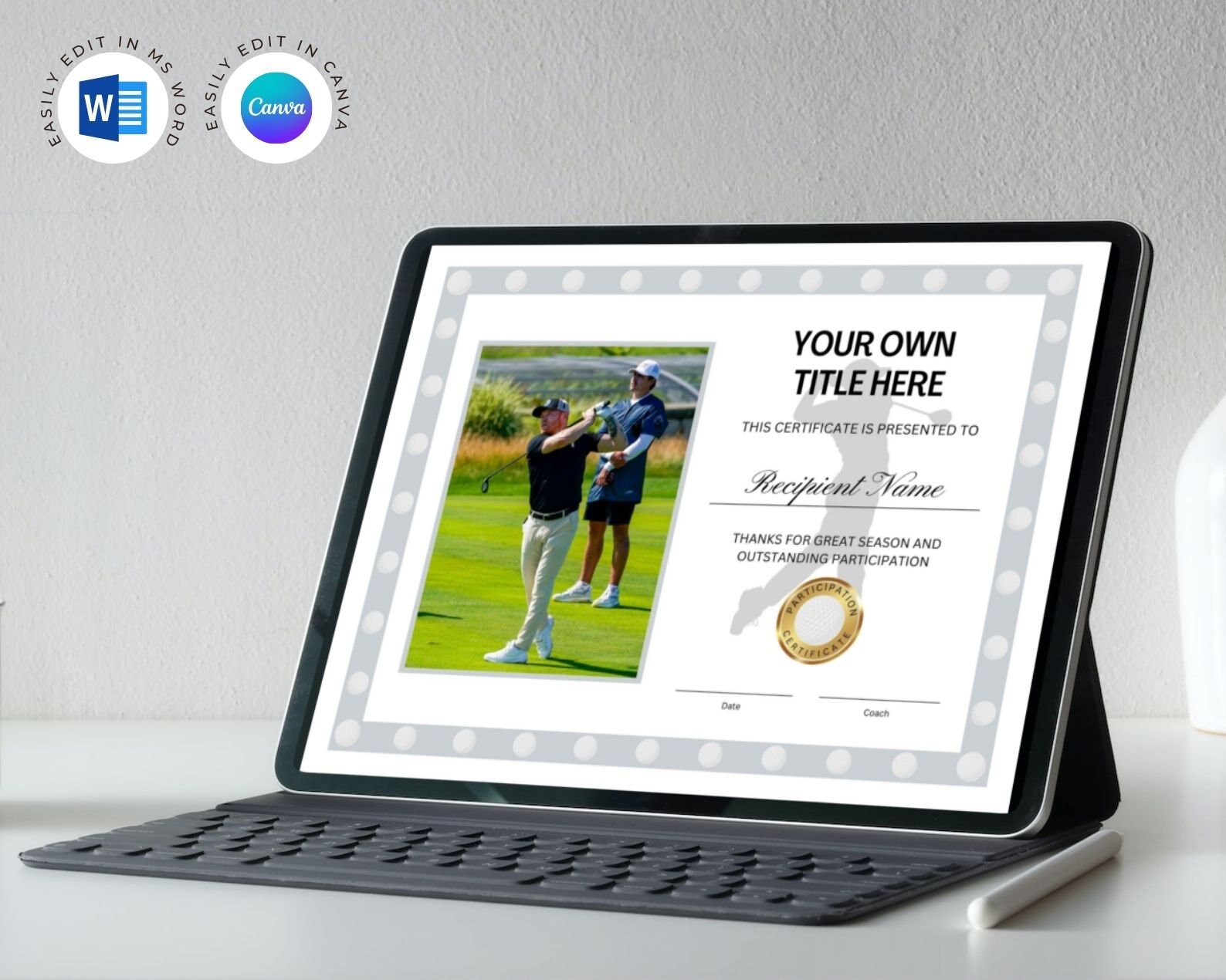 Editable Golf Sports Certificate. Recognizing Sporting Excellence ...