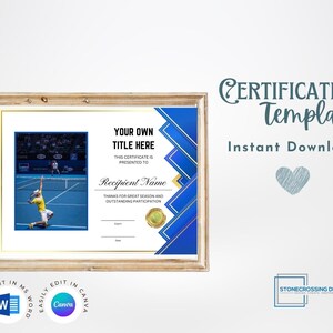 Editable Tennis Sports Certificate. Recognizing Sporting Excellence ...