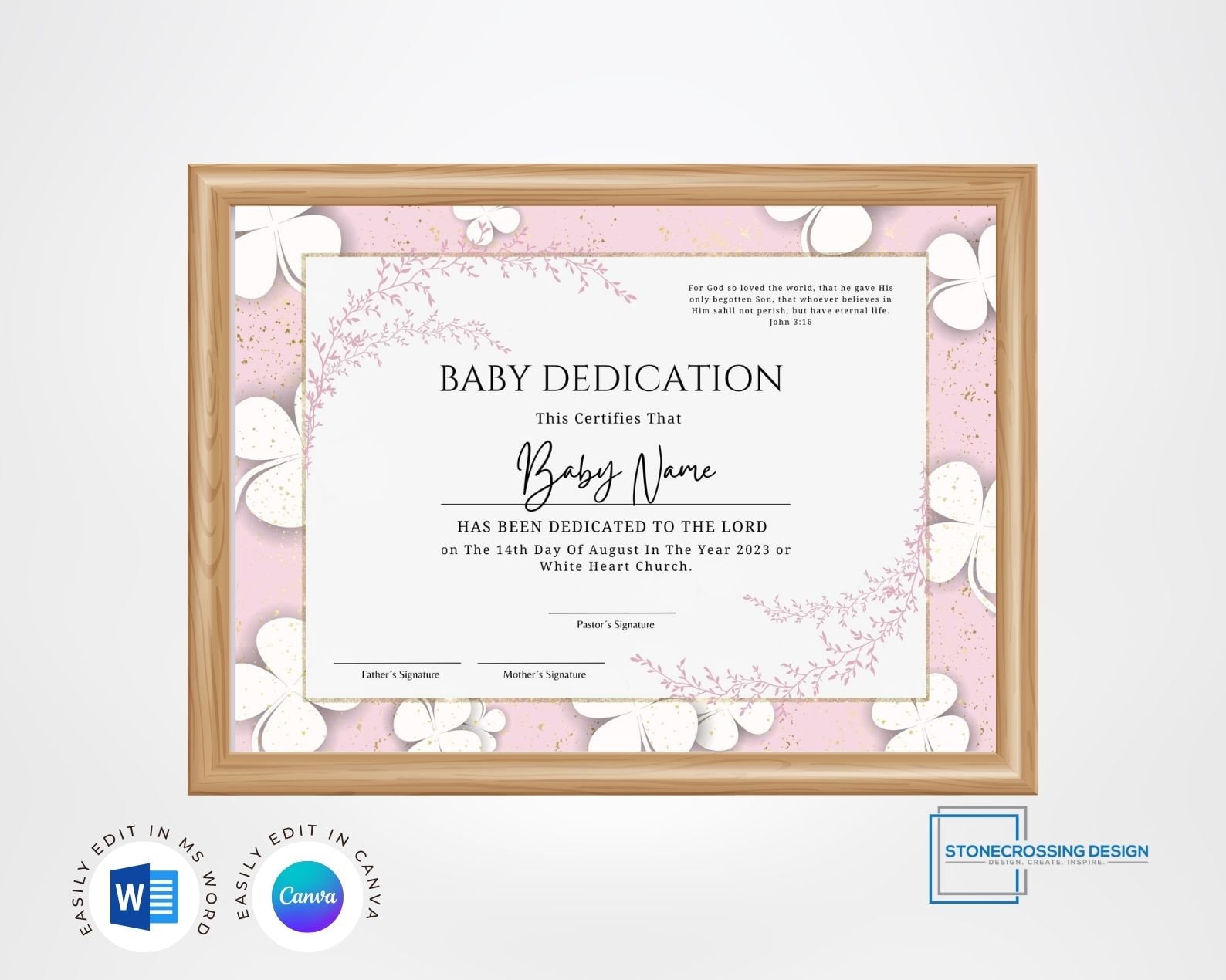 Editable Certificate of Baby Dedication Template. Child Dedication ...