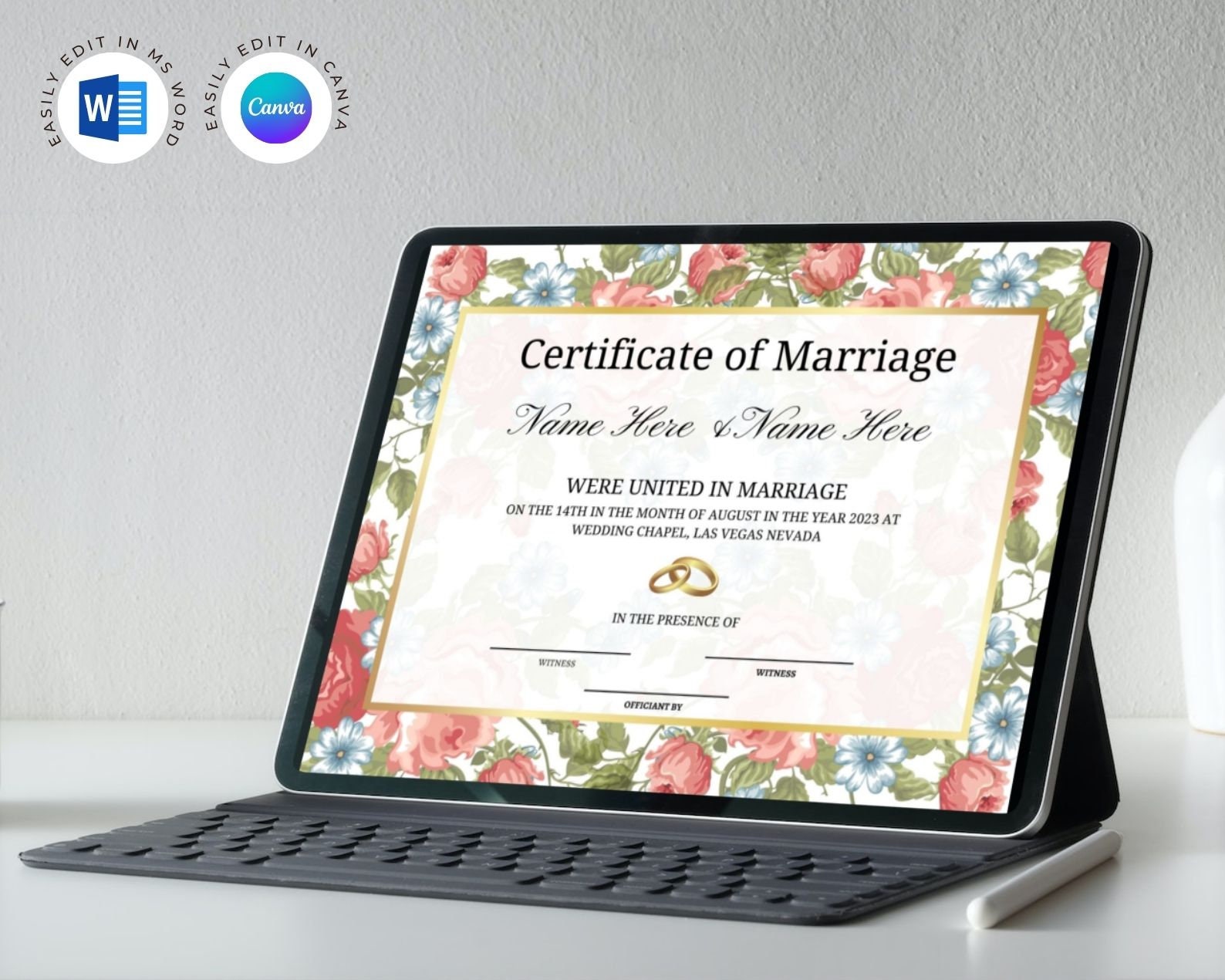 Editable Certificate of Marriage Template. Marriage License. Printable ...