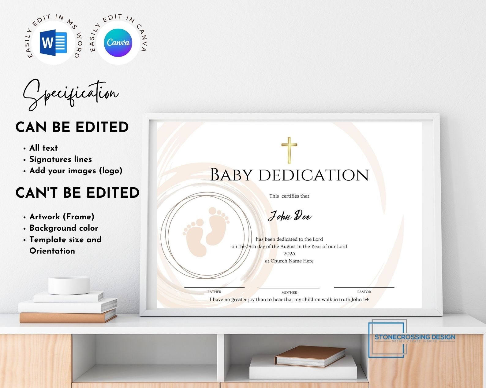 Editable Certificate of Baby Dedication Template. Child Dedication ...