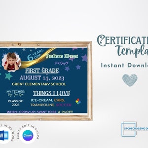 Editable First Day of School Template. School Certificate. Printable ...