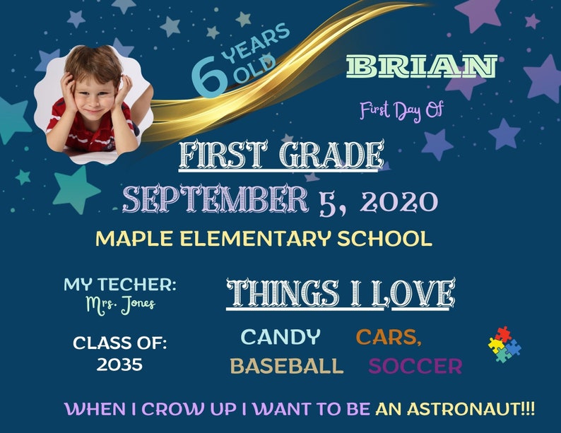 Editable First Day of School Template. School Certificate. - Etsy