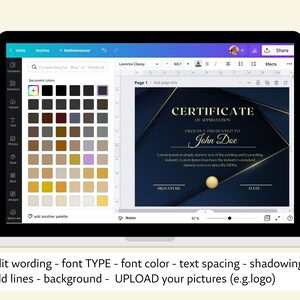 Editable Certificate of Achievement Template. Award Template. - Etsy