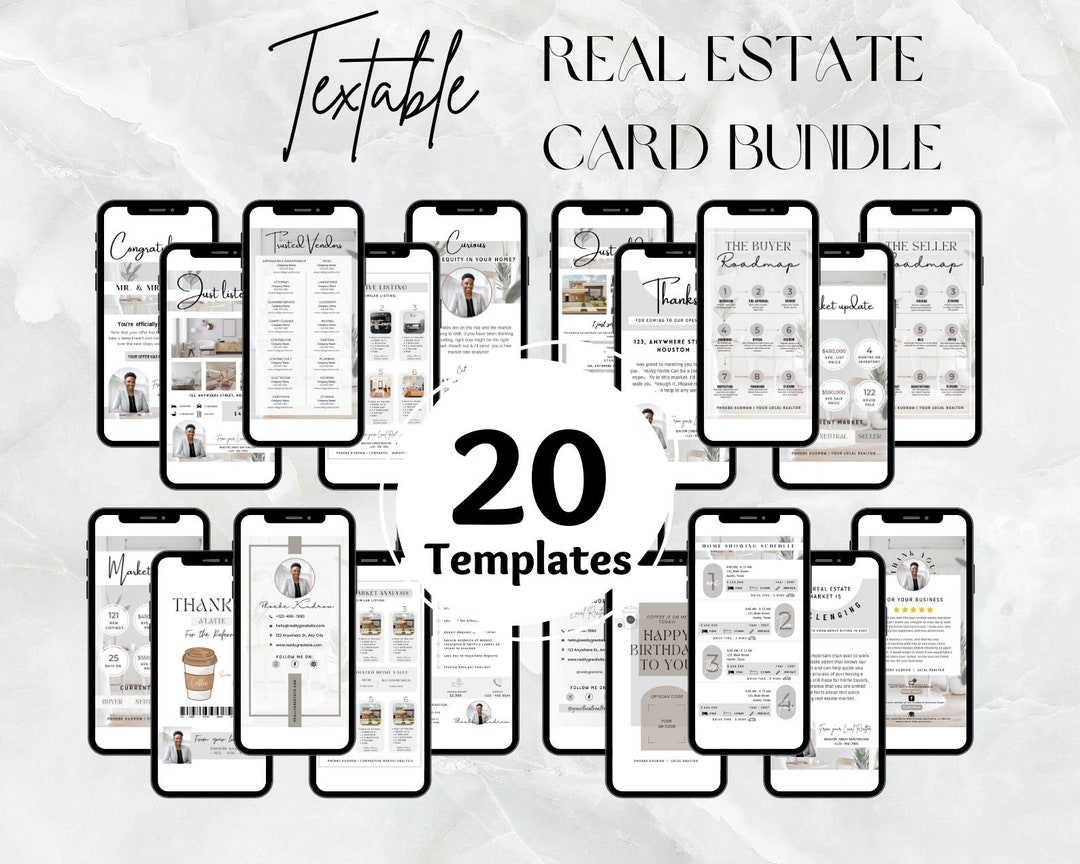20 Textable Real Estate Cards. Real Estate Marketing. Canva Template ...