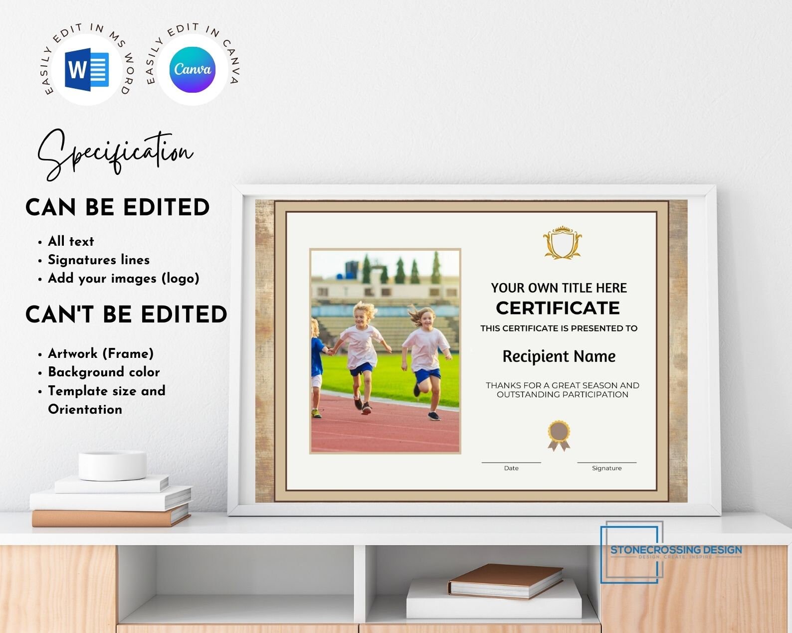 Editable Running Track Sports Certificate Template With Photo. Award ...