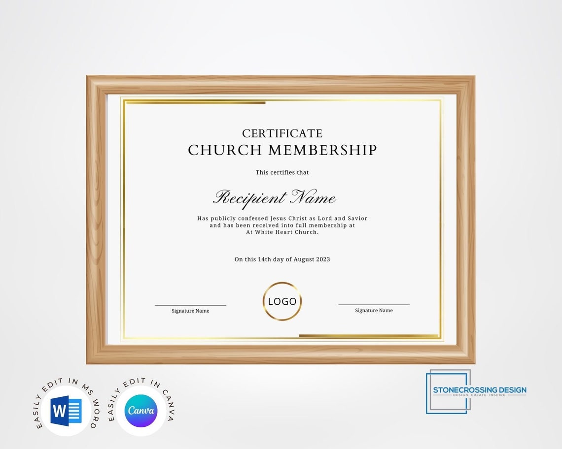 Editable Church Membership Certificate. Welcoming You to Our Spiritual ...