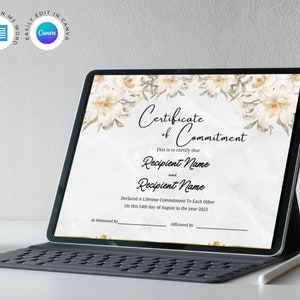 Editable Certificate of Commitment. Editable With Canva or Microsoft ...