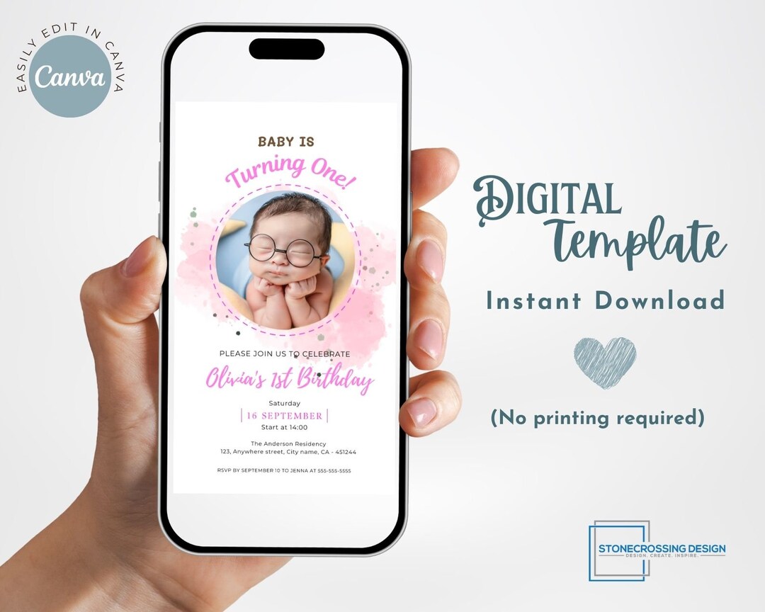 Digital Birthday Party Invitation, Electronic Birthday Party, Birthday ...