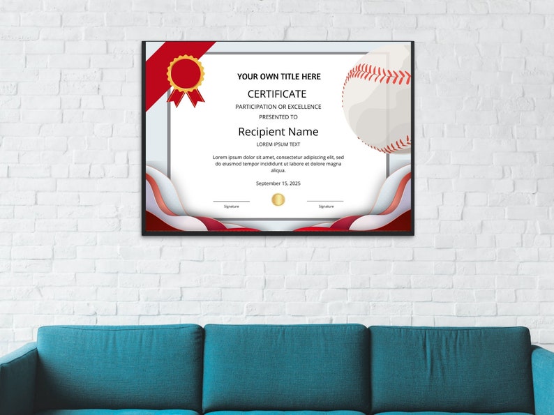 Editable Baseball Sports Certificate Template With Photo. - Etsy
