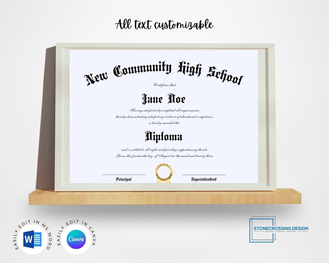 Editable Diploma Certificate - Recognizing Academic Achievement ...