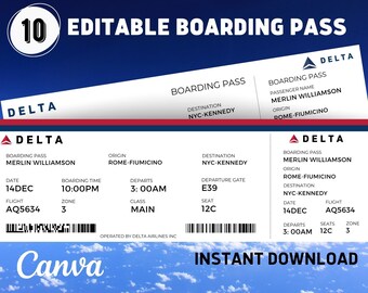 Delta Plane Ticket Template