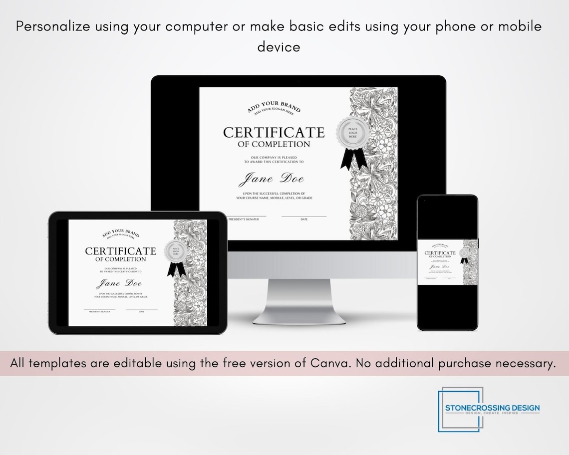 Editable Certificate of Completion Template. Award Template. - Etsy