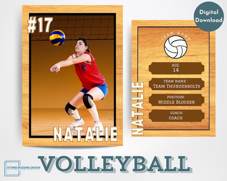 Volleyball Trading Card Template | Trading Card Template | Canva ...